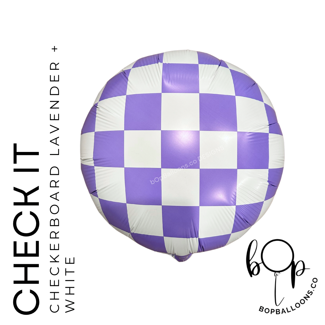 Check It: Lavender and White Checkered Balloon – bOp Balloons